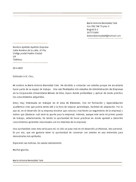 Modelo De Carta De Autocandidatura Modelo Curriculum