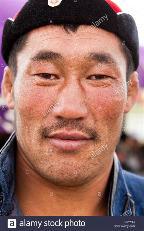 Mongolian People Sports Fights Unique Faces Face Off Wrestler