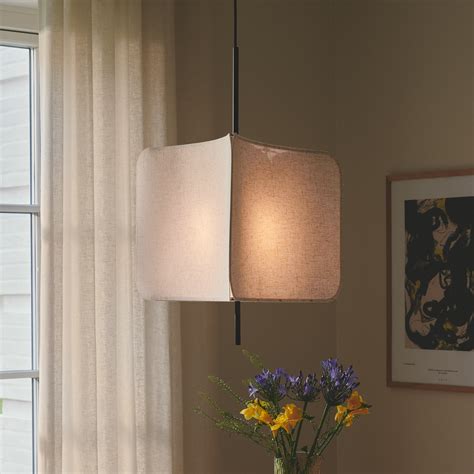 Tinto Pendant Light Triangular Textile Shade Blackbeige Uk