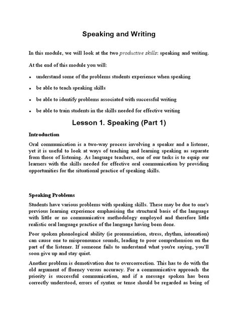 Module 33 Speaking And Writing Pdf Stress Linguistics English Language