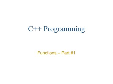 Programming For Engineers Functions Part 1pptx