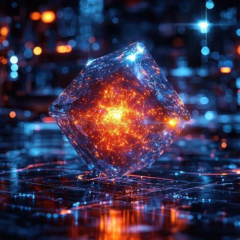 A Luminous Cube Of Digital Connections Floats Above A Complex Circuit Board Landscape Glowing