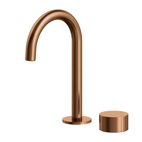 VENN 2 HOLE 227 H X127 PROJ FIXED ARCH SPOUT BASIN MIXER BRUSHED ROSE