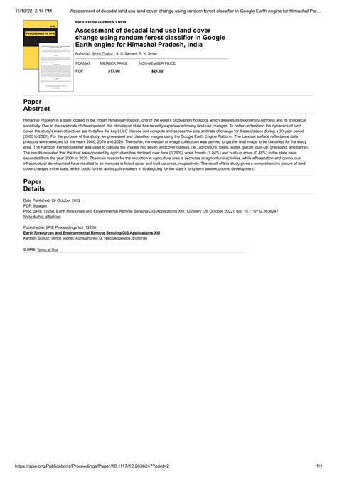 PDF Assessment Of Decadal Land Use Land Cover Change Using Random Forest Classifier In Google