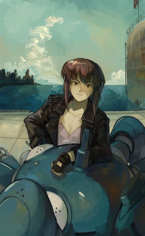 Kusanagi Motoko And Tachikoma Ghost In The Shell Drawn By Kornod