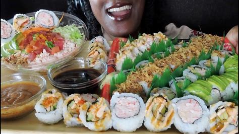 Asmr Sushi Feast Mukbang Soft Whispereating Sounds Youtube