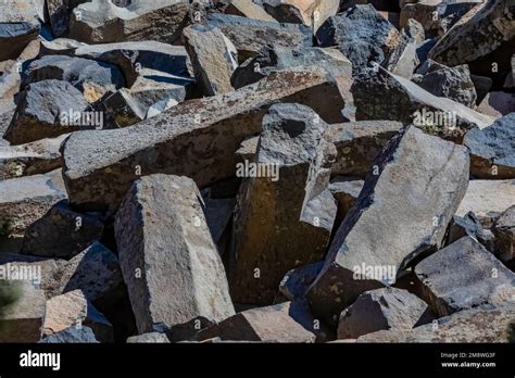 Basaltic Columns Created By Cooling Lava In Devils Postpile National