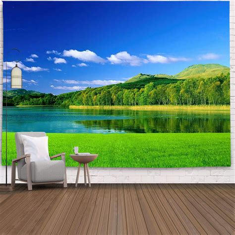 พรมผ้าใบ ลายภูเขาแพรี่ สไตล์นอร์ดิก สําหรับตกแต่งผนังบ้าน ห้องนั่งเล่น