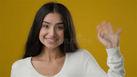 Female in Yellow Studio Background Friendly Smiling Indian Sports Woman ...