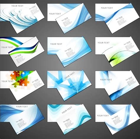 خرید و قیمت وکتور 12 طرح کارت ویزیت زمینه سفید با امواج آبی ترب