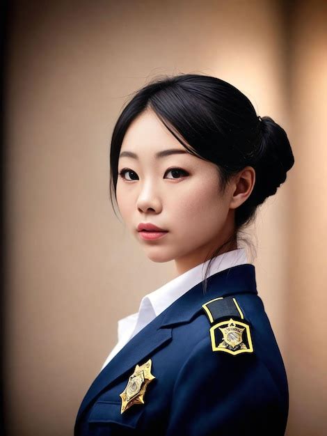 Premium Ai Image Portrait Of Beautiful Asian Woman Wearing Police