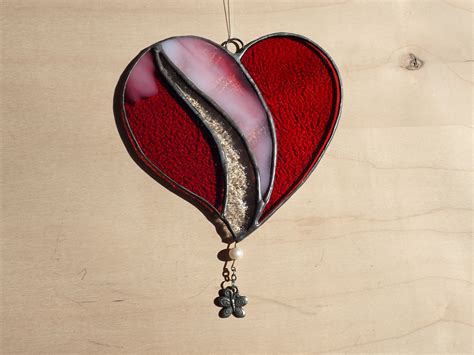 Pink Heart Stained Glass Suncatcher Suitable For Valentines T Etsy