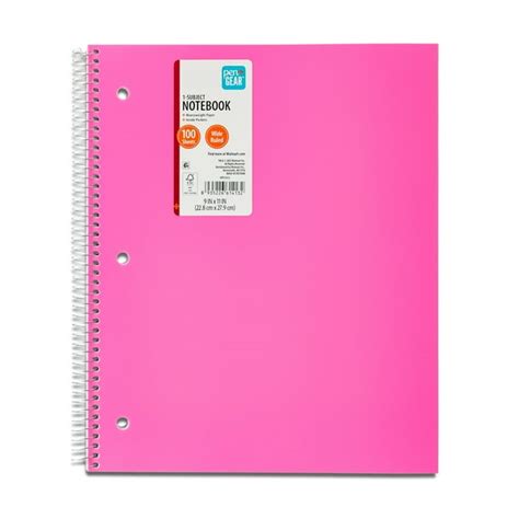 Pen Gear Wide Ruled 1 Subject Notebook 10 5 X 8 Pink 100 Sheets