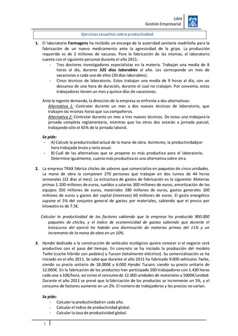 Ejercicios De Economia De La Empresa Guadalajara Exercises Of