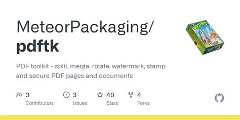 GitHub MeteorPackaging Pdftk PDF Toolkit Split Merge Rotate