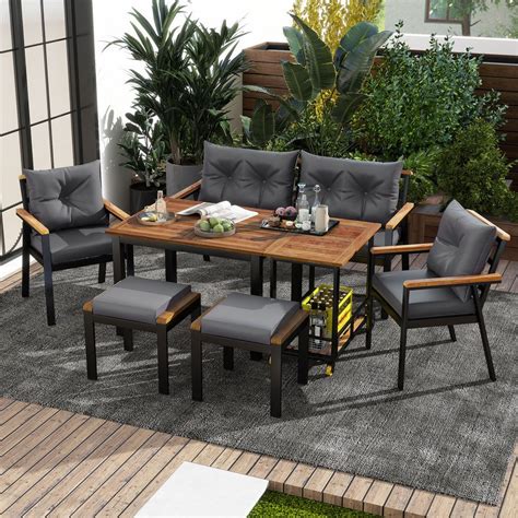 Klam Home Gartenlounge Set Garten Essgruppe Mit Sesseln Und Abnehmbarem