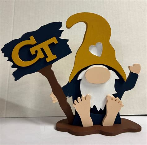 Georgia Tech Gnome Scroll Saw Cut Etsy