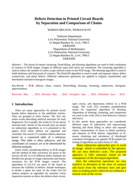Pdf Detection Of Defects In Pcb Images By Separation And Intensity