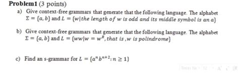 Solved A Give Context Free Grammars That Generate That The