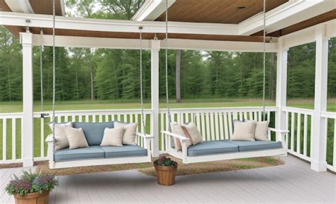 Premium Ai Image Rural Serenity Front Porch Swing On Farmhouse Cottage
