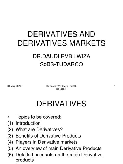 Derivatives And Derivatives Markets Pdf Derivative Finance