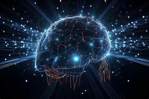 Premium AI Image D Rendering Of Human Brain In Digital Space With Cyberspace