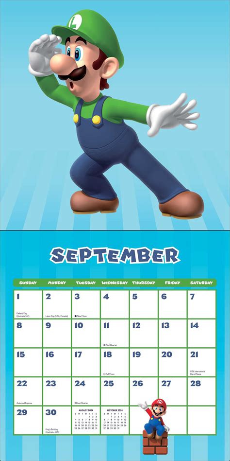 Super Mario 2024 Calendar With Holidays Sella Daniella