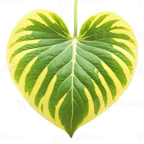 Pothos Leaf Heart Shaped Leaf With Green And Yellow Variegation And Wavy Edges Epipremnum Aureum