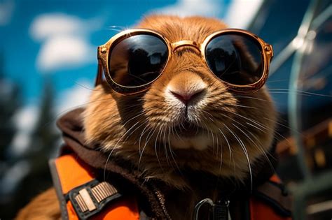 Premium Photo Cute Rabbit Wearing Sunglasses