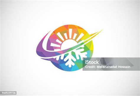 Symbole De Logo Low Poly Du Climatiseur Symbole Chaud Et Froid Vecteurs