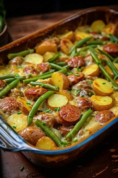 Sausage Green Bean Potato Casserole That Oven Feelin
