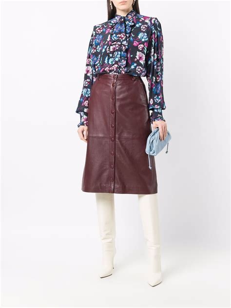 Isabel Marant Floral Print Silk Blouse Blue Farfetch