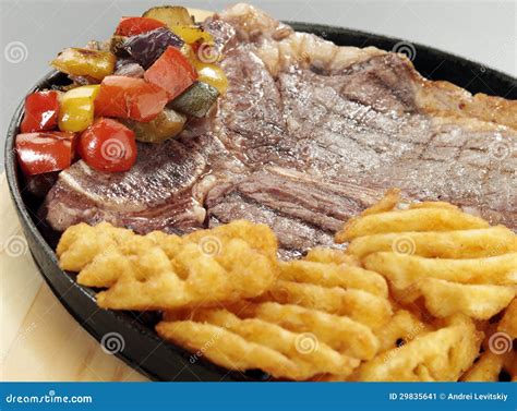 Grilled Steak Stock Image Image Of Meal French Fries 29835641