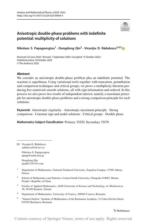 Pdf Anisotropic Double Phase Problems With Indefinite Potential Multiplicity Of Solutions