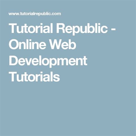 Tutorial Republic Online Web Development Tutorials Web Development