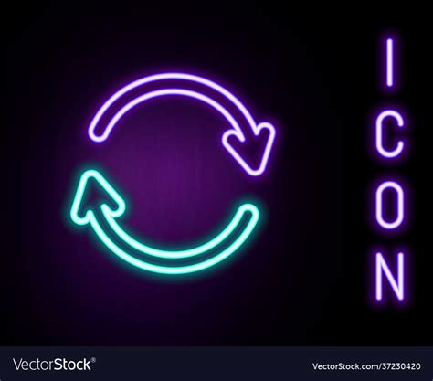 Glowing Neon Line Refresh Icon Isolated On Black Vector Image