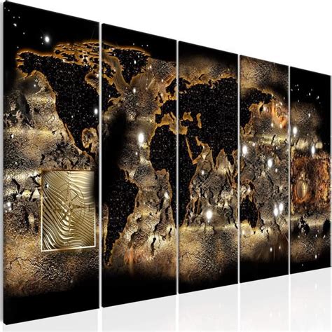 Impression Sur Toile Intissée Carte Du Monde Abstrait 200X80 Cm Xxl 5