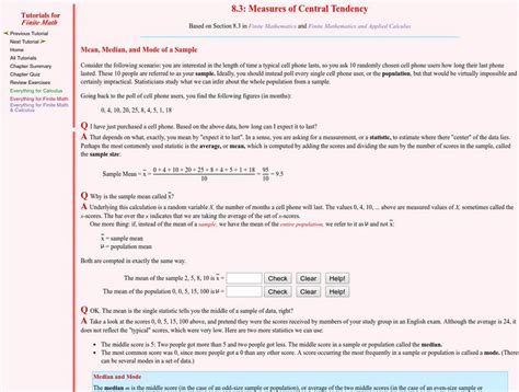 Finite Mathematics And Applied Calculus Measures Of Central Tendency