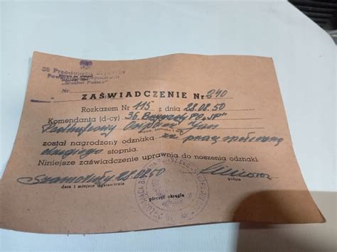 Legitymacja Do Odznaki Służba Polsce PRL 1950 13225172357 oficjalne archiwum Allegro