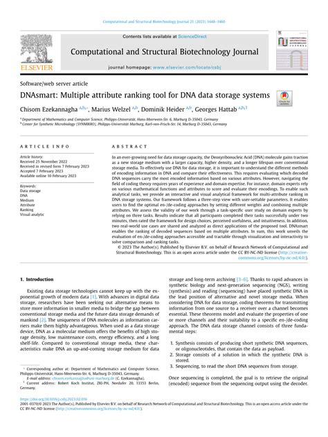Pdf Dnasmart Multiple Attribute Ranking Tool For Dna Data Storage Systems