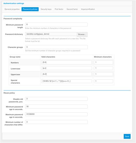 Password Policies Blitz Identity Provider Documentation