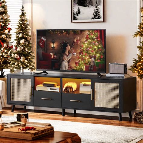 Bay Isle Home Grand meuble télé pour téléviseur de 75 po ou moins avec