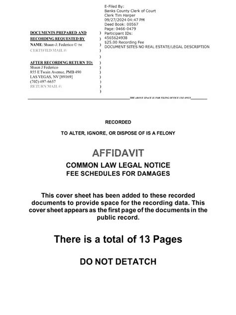 Affidavit Of Common Law Fee Schedule Pdf