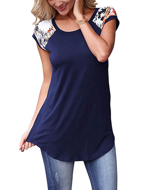 Sexy Dance Women Short Sleeve T Shirt Summer Casual Floral Print Long