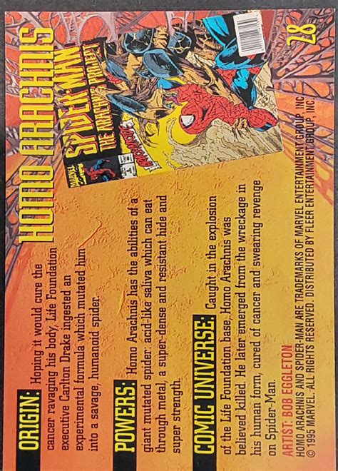 Homo Arachnis 28 Prices Marvel 1995 Ultra Spider Man Marvel Cards