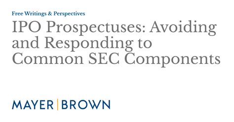 Ipo Prospectuses Avoiding And Responding To Common Sec Components