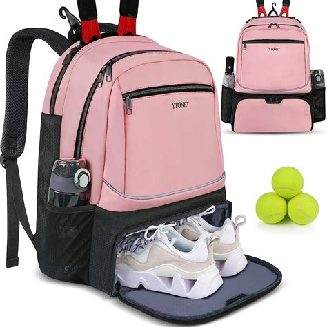 Ytonet Tennis Backpack Pickleball Bag With Separate Pocket And Ventilated Shoe Compartment For