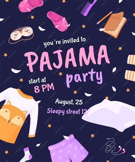 Invitation à Une Soirée Pyjama Carte Dinvitation De Soirée Pyjama