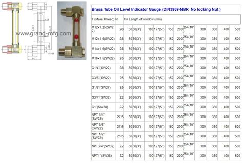 Male Thread G1 4 G3 8 G1 2 Brass Tuber Oil Level Guage Indicator M