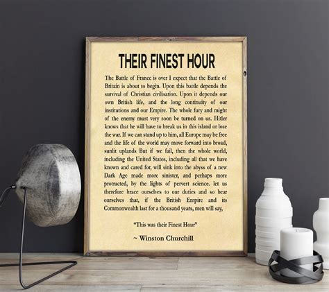 Their Finest Hour Speech By Winston Churchill Speech Etsy Uk